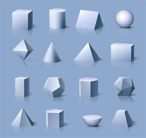 3d geometric shapes set cube cylinder pyramids 21630101 vector art