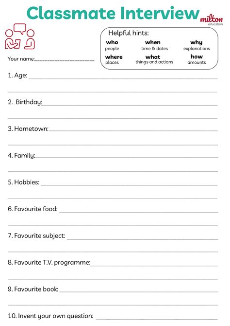 Classmate Interview Worksheet