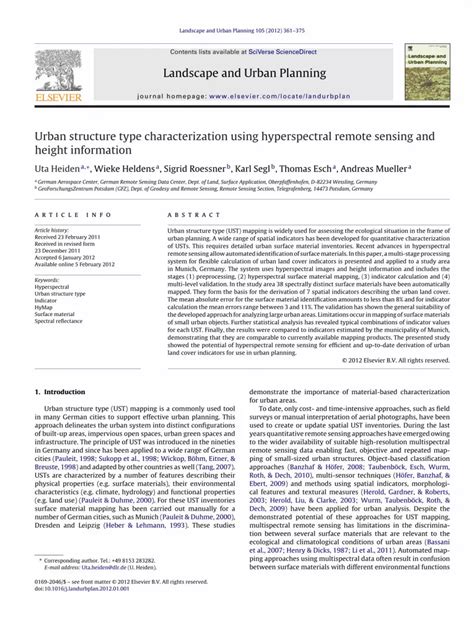 Urban Structure Type Characterization Using Hyperspectral Remote