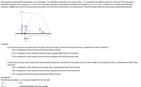 Three Balls Are Launched Simultaneously As In The Figure The Red Ball Launched At An Initial