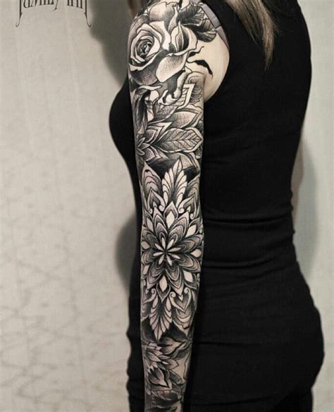 Women With Black And White Sleeve Tattoos