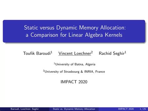 Ppt Static Versus Dynamic Memory Allocation A Comparison For Linear Powerpoint Presentation
