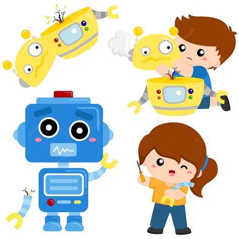 Premium Vector Broken Robots Get Repaired