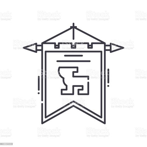 로얄 플래그 아이콘 선형 격리 된 그림 얇은 줄 벡터 웹 디자인 기호 흰색 배경에 편집 가능한 스트로크와 개요 개념 기호 개념에