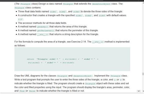 Solved The Triangle Class Design A Class Named Triangle Chegg