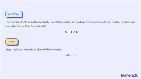 Solvedfor Exercises 9 26 Solve The Inequality Graph The Solution Set And Write The Solution