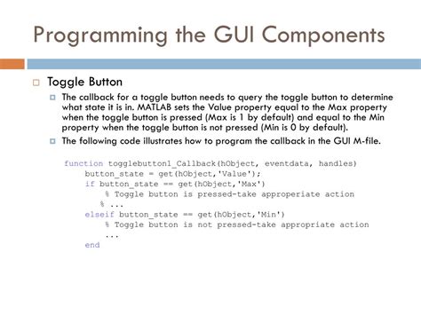 Ppt Introduction To The Graphical User Interface Gui In Matlab