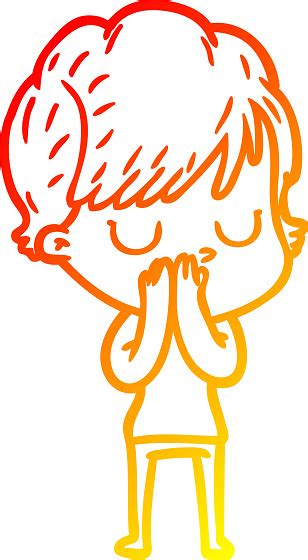 만화 여자의 따뜻한 그라데이션 선 그리기 귀여운에 대한 스톡 벡터 아트 및 기타 이미지 귀여운 그라데이션 낙서 드로잉 Istock