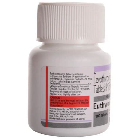 75mcg Euthyrox Levothyroxine Sodium Tablets At ₹ 1500bottle