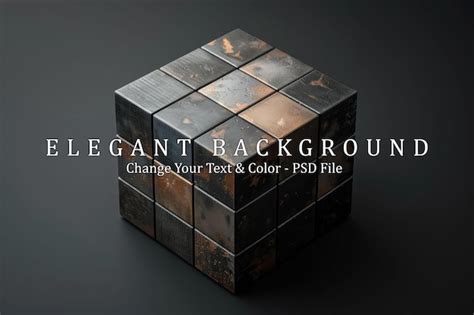 Premium Psd Metallic Cube With Aged Texture