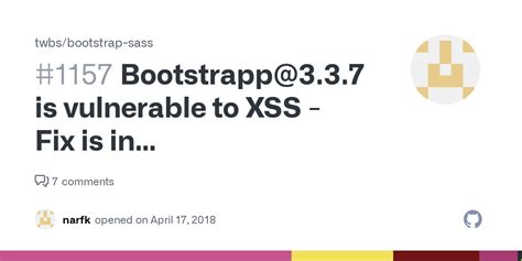 Bootstrapp337 Is Vulnerable To Xss Fix Is In Bootstrap340