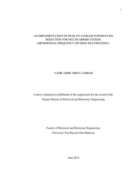 Pdf An Implementation Of Peak To Average Power Ratio Reduction For Multicarrier System