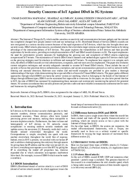 Pdf Security Concerns Of Iot Against Ddos In 5g Systems