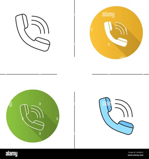Handset Icon Incoming Call Hotline Telephone Support Flat Design Linear And Color Styles