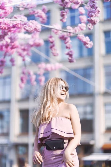 Beautiful Young Blonde Girl In Sunglasses With Puffy Lips And Feminine