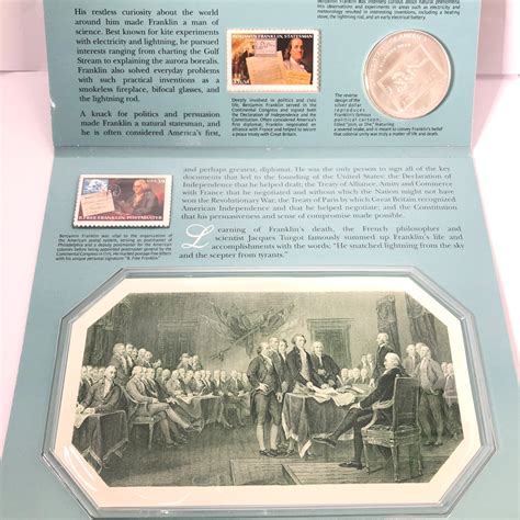 Ben Franklin Coin And Chronicles Set Silver Dollar And Engraving