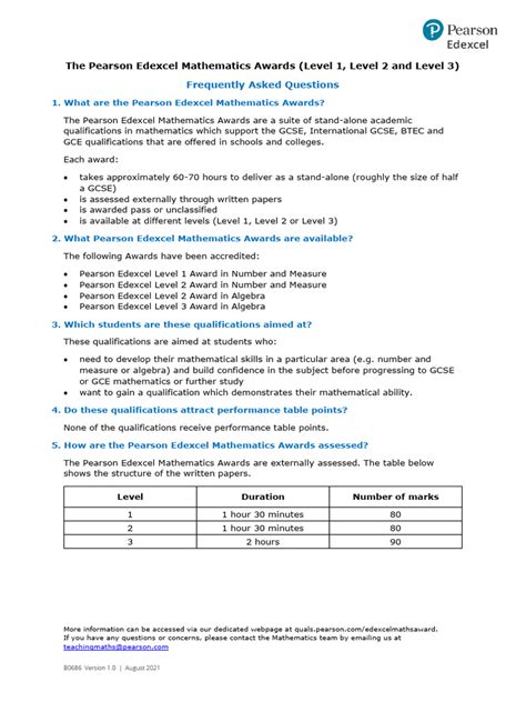 Edexcel Maths Awards Faq Pdf Vocational Education Educational