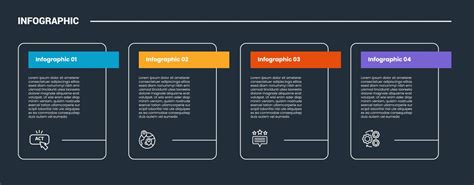 Process Stages Workflow Infographic Dark Outline Vector Image