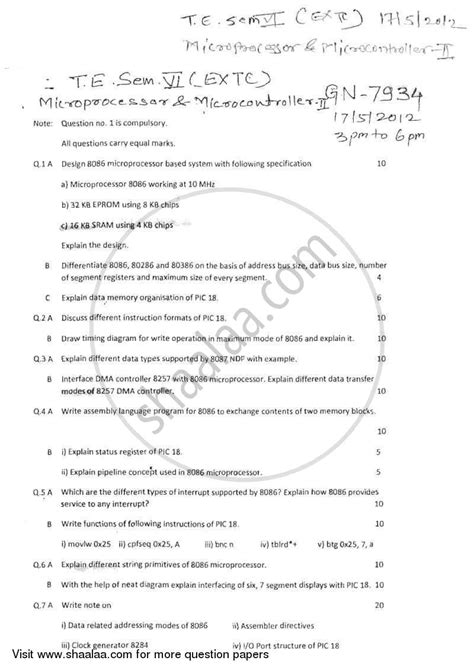 Microprocessors And Microcontrollers 2 2011 2012 Be Electronics And