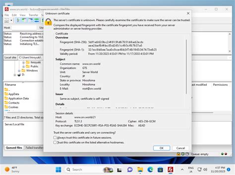 Fedora 39 ProFTPD Over SSL TLS Server World