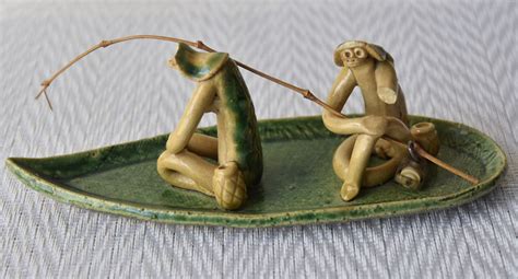 Oribe Yaki Japanese Yokai Figurine Kappa Green Artisan Folk Pottery Vintagefreakss