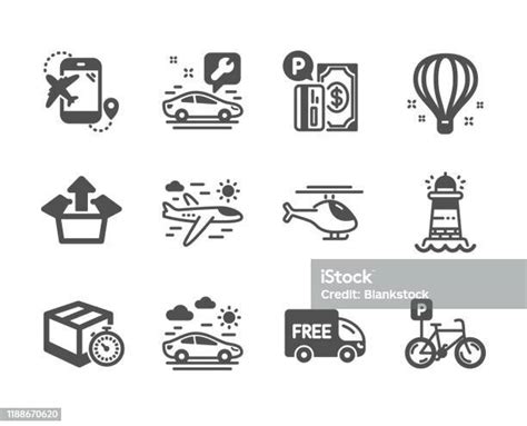 헬리콥터 등대 비행 목적지와 같은 교통 아이콘의 집합입니다 벡터 0명에 대한 스톡 벡터 아트 및 기타 이미지 0명 고급 과학 Istock