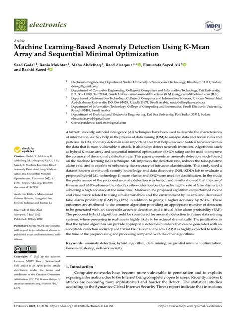 Machine Learning Based Anomaly Detection Using K M Pdf Cluster Analysis Machine Learning