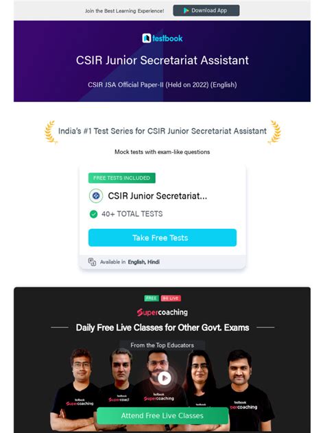 Csir Jsa Official Paper Ii Held On 2022 English Pdf