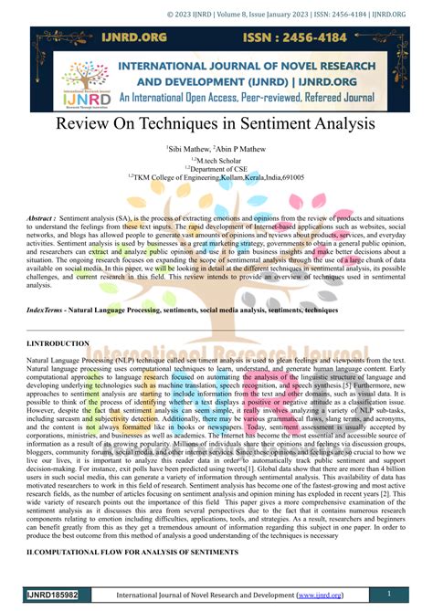 Pdf Review On Techniques In Sentiment Analysis