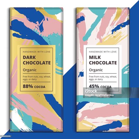 유기농 다크와 밀크 초콜릿 바 디자인입니다 럭셔리 추상 초 코 포장 벡터 이랑 유행 창조적인 제품 라벨 및 패턴 템플릿을 브랜딩 초콜릿 바에 대한 스톡 벡터 아트 및 기타