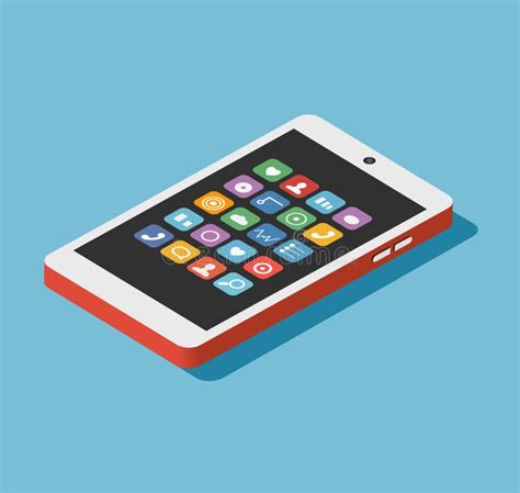 Smartphone Isometry Vector Isometric Illustration Cell Phone With Working Screen And