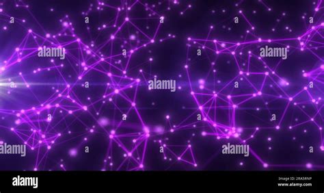 Abstract Hi Tech Purple Glowing Lines With Dots And Plexus Triangles Abstract Background Stock