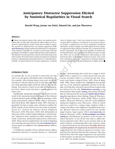Pdf Statistical Learning Shapes Distractor Suppression