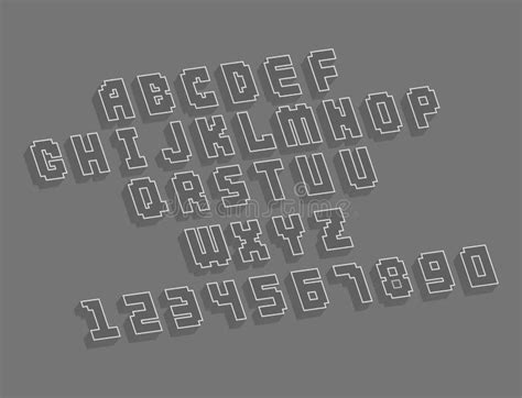 Pixel Retro Font Video Computer Game Design 8 Bit Letters Numbers Electronic Futuristic Style