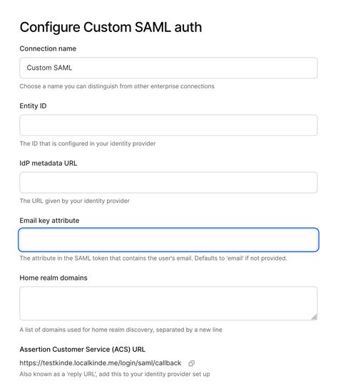 Custom Authentication With Saml Kinde Docs