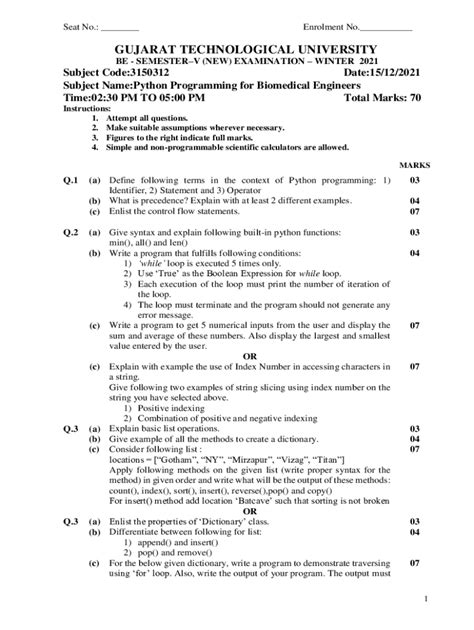 fillable online subject name python programming for biomedical