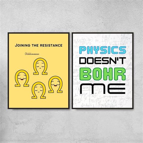 Set Of 8 Funny Physics Printable Posters Science Classroom Decor Class Bulletin Board