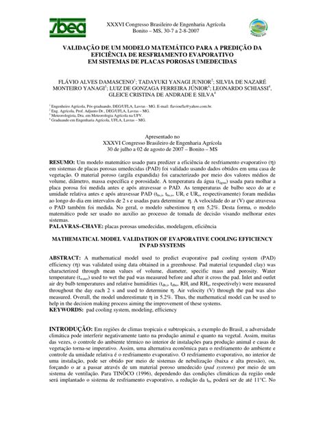 Pdf Mathematical Model Validation Of Evaporative Cooling Efficiency