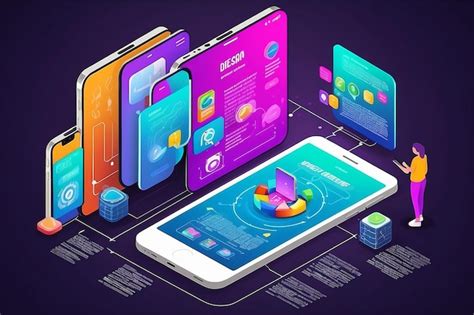 Premium Photo App Development Isometric Vector Infographic