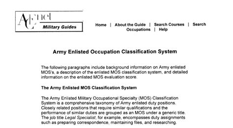 Army Enlisted Occupation Classification System Nco Historical Society Army Enlisted Occupation Classification System Nco Historical Society