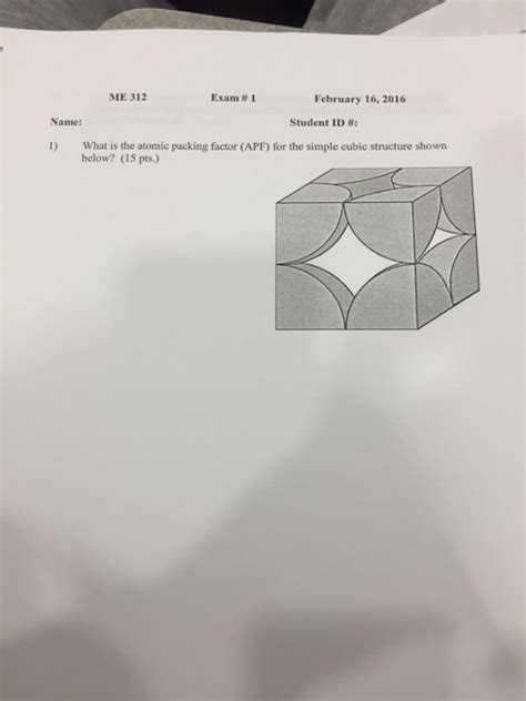 Solved What Is The Atomic Packing Factor APF For The Chegg Com