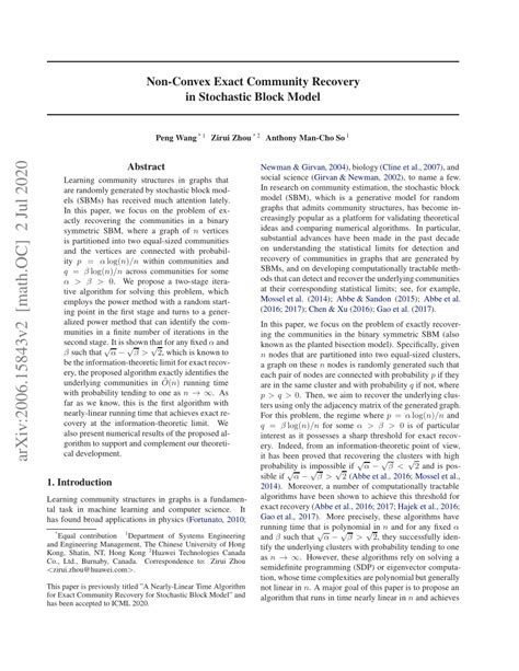 Pdf Non Convex Exact Community Recovery In Stochastic Block Model