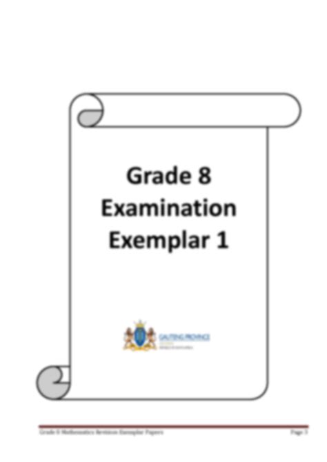Solution Grade 8 Mathematics Revision Exemplar Papers 1 Studypool