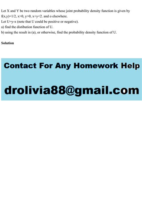 Let X And Y Be Two Random Variables Whose Joint Probability Density Pdf