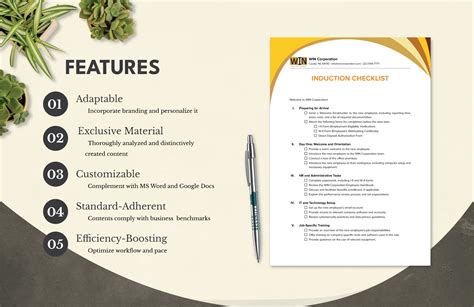 Printable Induction Checklist Template In Word PDF Google Docs Download Template Net