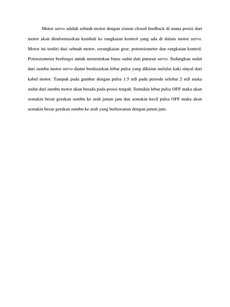 Motor Servo Adalah Sebuah Motor Dengan Sistem Closed Feedback Di Mana Posisi Dari Motor Akan