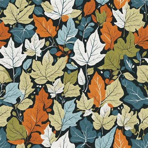 Scandinavian Art Leaves Wallpaper Seamless Pattern Colorful Digital