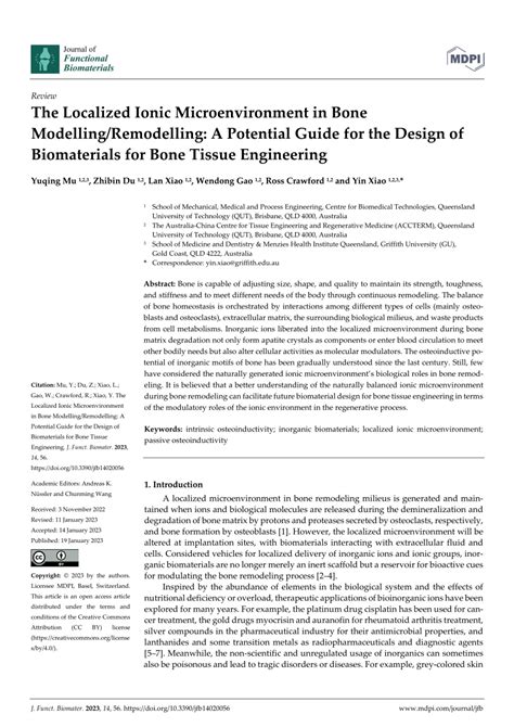pdf the localized ionic microenvironment in bone modelling