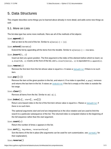 Data Structures Python 3 13 2 Documentation Pdf