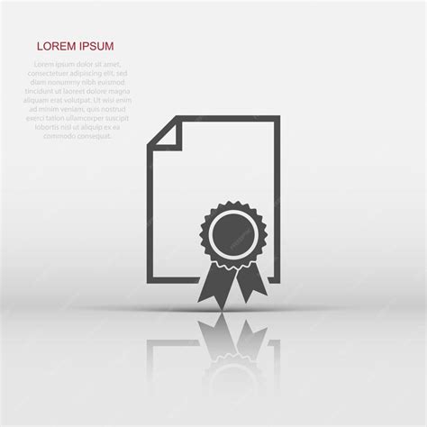 플랫 스타일의 벡터 인증서 아이콘 디플로마 기호 그림 그림 인증서 문서 비즈니스 개념 프리미엄 벡터